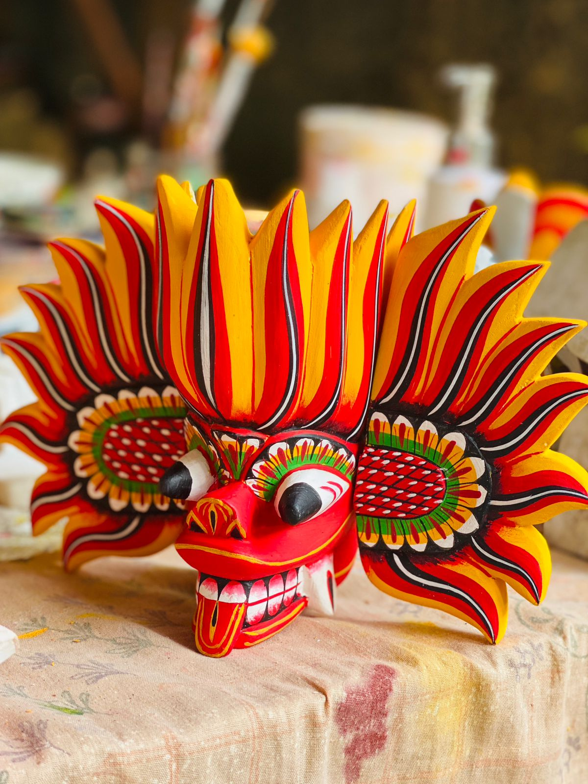Authentic Sri Lankan Hand Carved Gini Raksha Fire Devil Wooden Mask ...