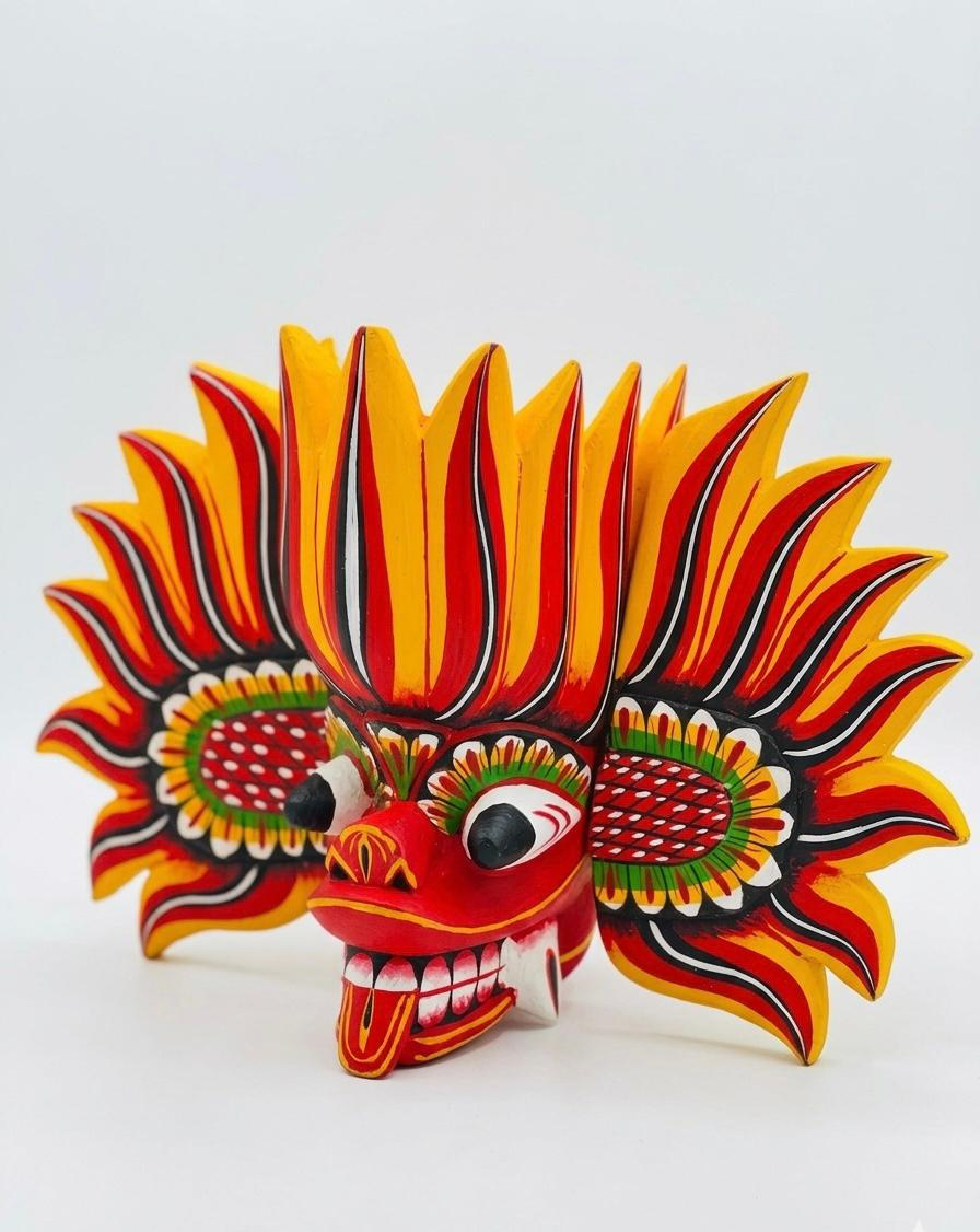 Authentic Sri Lankan Hand Carved Gini Raksha Fire Devil Wooden Mask ...