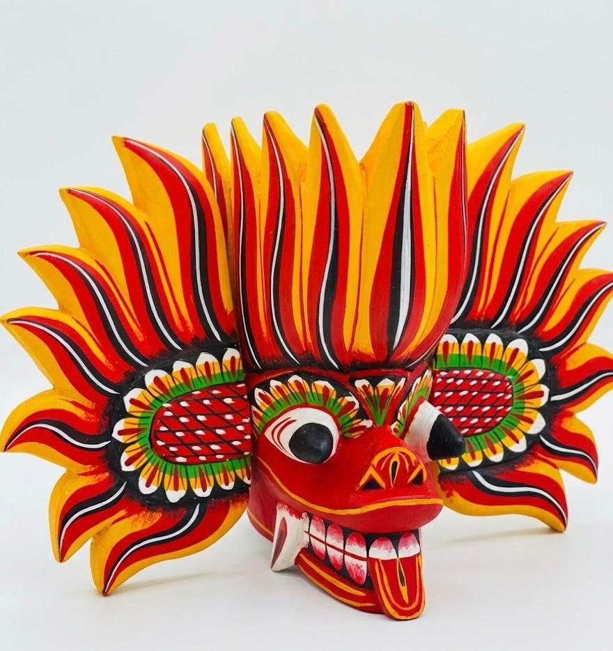 Authentic Sri Lankan Hand Carved Gini Raksha Fire Devil Wooden Mask ...